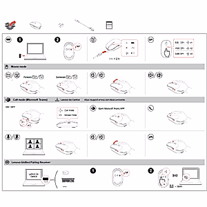Lenovo Go USB-C Essential Wireless Mouse, 2.4 GHz Nano USB-C Receiver, Adjustable DPI, Rechargeable Battery, Ambidextrous, GY51C21210, Grey