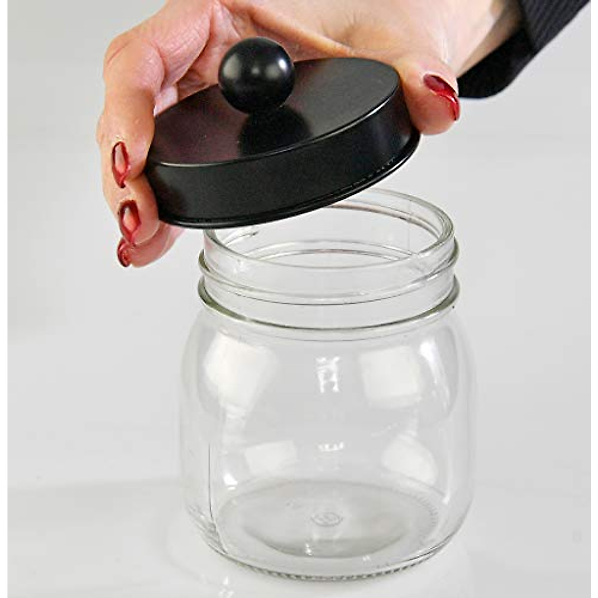 Home-X Mason Jar for Bathroom Organization, Apothecary Jars with Lids (Black) 8oz Capacity