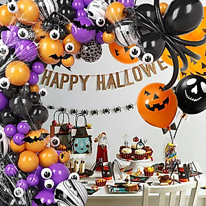175Pcs Halloween Balloon Arch Kit, DIY Hallowen Party Supplies with Black Purple Orange Balloons for Party Decorations