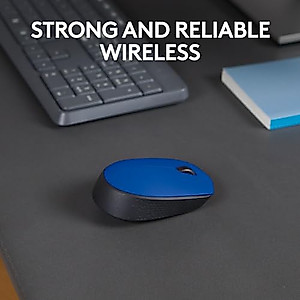 Logitech M170 Wireless Mouse for PC, Mac, Laptop, 2.4 GHz with USB Mini Receiver, Optical Tracking, 12-Months Battery Life, Ambidextrous - Blue