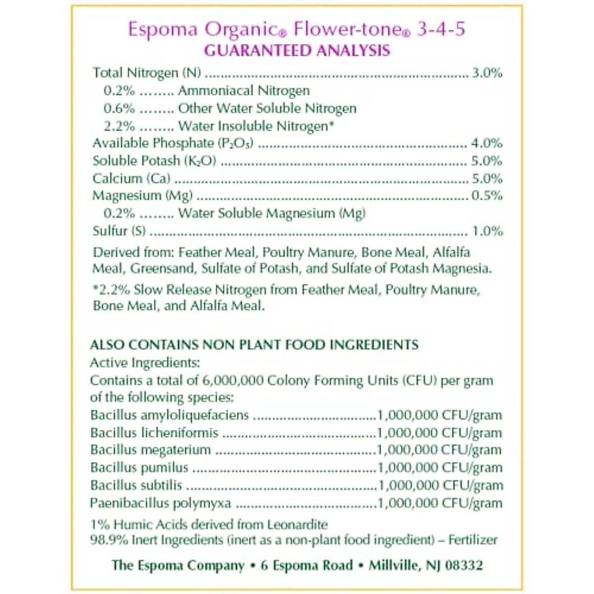 Espoma Organic Flower-tone 3-4-5 Natural & Organic Plant Food; 4 lb. Bag; Organic Fertilizer for Flowers, Annuals, Perennials & Hanging Baskets. Blossom Booster. Pack of 2
