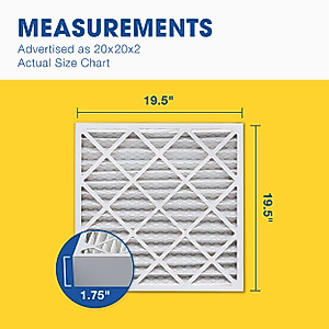 Aerostar Clean House 20x20x2 MERV 8 Pleated Air Filter (Actual Size: 19 1/2"x19 1/2"x1 3/4"), 4-Pack, White