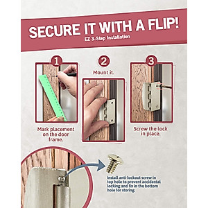 Jack N’ Drill Flip Action Door Lock (6 Pack)- Reversible Privacy Door Locks with Anti Lockout Screw for Child Proofing and Home Defense, Easy to Install and Durable Lock for Interior Swing-in Doors