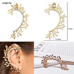 Crystal Pearl Flower Climbers Crawler Stud Earring Cute Rhinestone Resin Floral Left Ear Cuff Wrap Clip Earring Top Ear Clip Gold Jewelry Jacket for Women 1 Pcs
