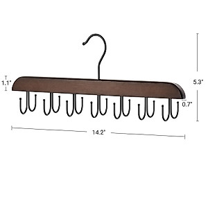 Mkono Bra Hangers for Closet Organizer Space Saving Hangers with 14 Hooks for Tank Top, Belt, Sports Bra, Ties, Scarf Holder Wooden 360° Rotating Hanger for Home Apartment Dorm Closet Storage
