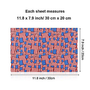10 Pieces Fourth of July Independence Day Faux Leather Sheets, American Flags Printed PU Synthetic Leather Fabric for DIY Earrings Hair Bows and Craft Making, 7.9 x 11.8 Inch
