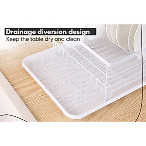 Mnml Home Dish Drying Rack for Kitchen Counter – Large Dish Rack & Drainboard Set - Dish Drainer for Sink – Dishwasher Rack Kitchen Storage with 4 Different Pieces & Tier Material (White)