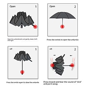 Travel Umbrella for Rain Protection Sun-Folding UV Umbrella Windproof Compact Auto Open Close (black)