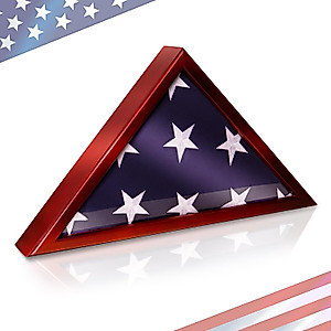 Forever Lane Flag Display Case for American Veteran Flag, Large 9.5x5 ft Memorial Flag Box -Military Flag Holder, Solid Wood w/Acrylic Front,Wall Mount or Standing Display Box