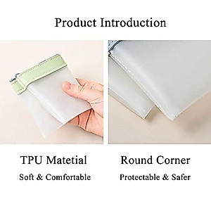 Pencil Case Set, Clear Pencil Pouches, Zipper Pen Case Bag, Pencil Storage Pouch, Makeup Bag for Women, Portable Office Stationery Pouch for Students Adults,Creamy-White