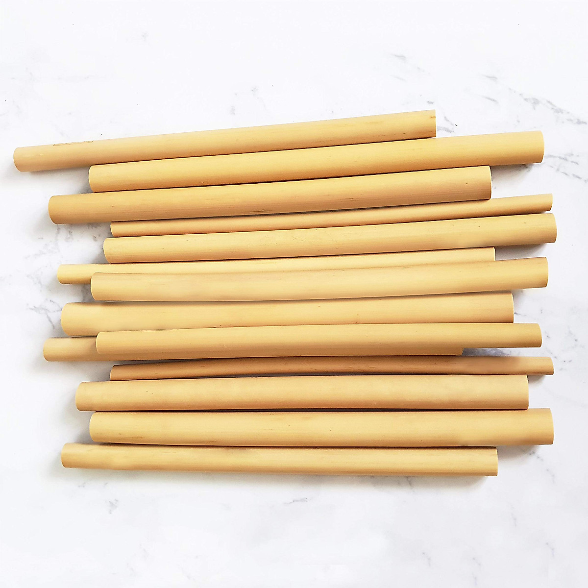 Rainforest Bowls Set of 4 Reusable Boba Bamboo Straws - 8 Inch - Perfect for Milkshake, Milk Teas, Juice, Smoothies - 100% Natural, Hand Carved by Artisans, Eco-Friendly & Sustainable
