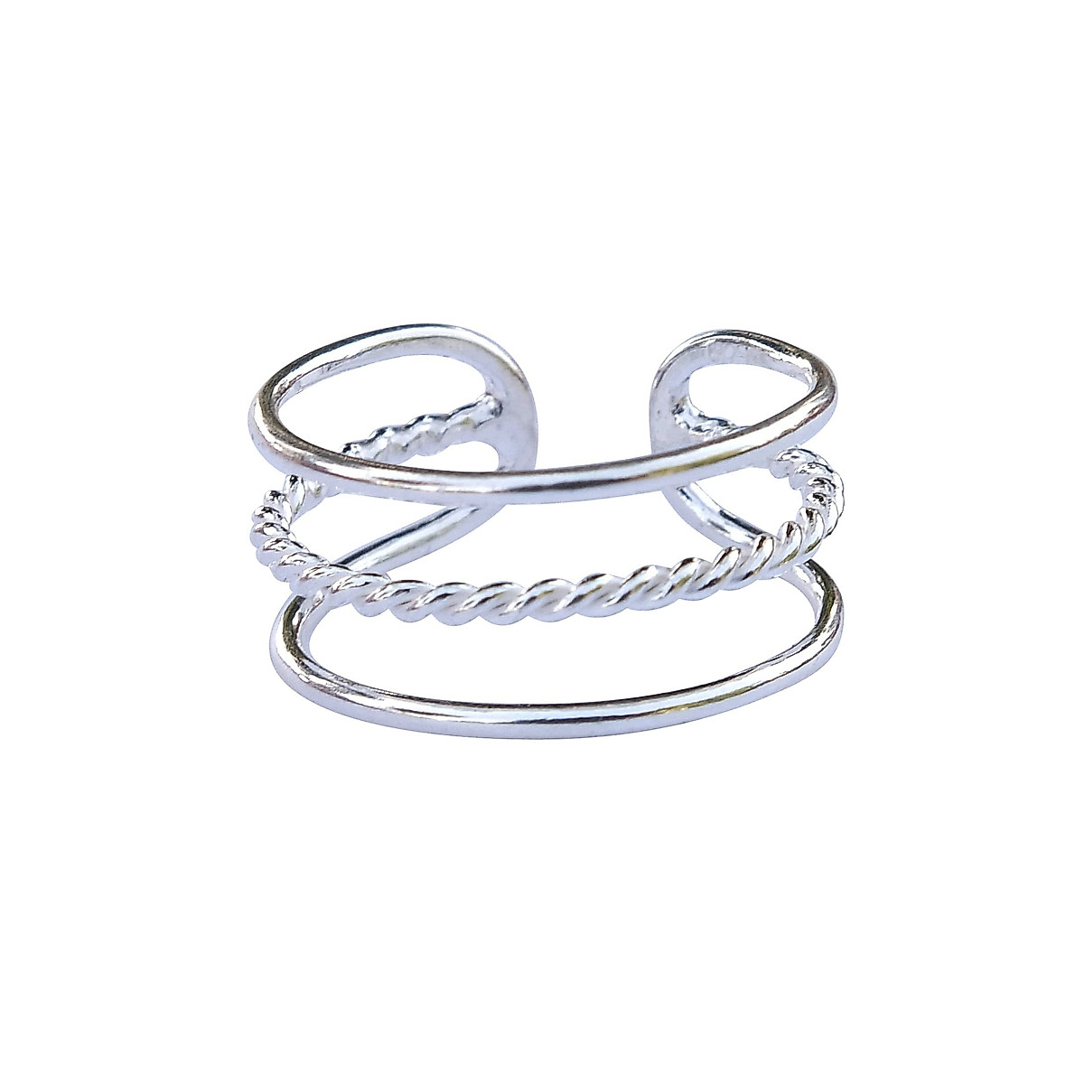 Handmade Silver Triple Band Adjustable Toe Ring, 925 Sterling Silver, Classic 3 Row Dainty Open Toe, Pinky or Knuckle Rings for Women, By MiYa Jewelry Creations