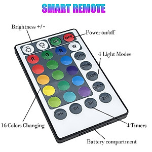 Sutekus Outdoor Fairy Lights with Remote and Timer, 16 Color Changing Waterproof LED Lights, Christmas Fairy String Lights Battery Operated for Party, Wedding, Dorm, Garden (16.4FT 50LED)