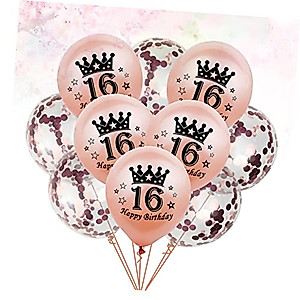 NOLITOY 20pcs 16 confetti balloons party balloons supplies printing balloons number ballons rose gold balloon garland decor birthday balloons latex balloons decorate balloon supplies baby