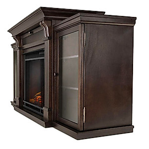 Real Flame Calie Electric Media Fireplace, Large, Dark Walnut
