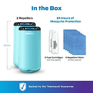 Thermacell Patio Shield Mosquito Repeller (2-Pack Bundle); Includes 24-Hour Refill & 6 Repellent Mats; Highly Effective Mosquito Repellent for Patio; Bug Spray Alternative
