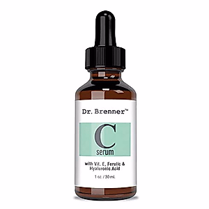 Vitamin C Serum 20% Pure L-Ascorbic Acid, Ferulic Acid, Vitamin E and Hyaluronic Acid for Face and Eyes Natural Anti Aging Anti Wrinkle 1oz. by Dr. Brenner (1 oz)
