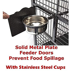 Extra Large Wrought Iron Open/Close Play Top Bird Parrot Cage, Include Metal Seed Guard Solid Metal Feeder Nest Doors Overall Dimensions: 35.25" Wx29.5 Lx62 H(with Seed Skirt)