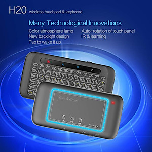 Dupad story H20 Mini Wireless Keyboard with Touchpad, Full Size Touchpad, Handheld IR Remote Keyboard for Android TV Box, Windows PC, HTPC, IPTV, PC, Raspberry Pi