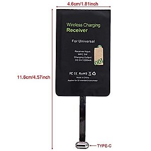 Type C Wireless Charging Receiver, USB C Qi Wireless Charging Receiver Module for Smartphone with Type C Interface