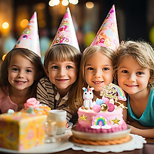 29 PCS Unicorn Cake Topper, Unicorn Cake Decorations with Rainbow Stars Unicorn Balls Happy Birthday Cake Decorations for Boys Girls Kids Birthday Party Baby Shower Supplies