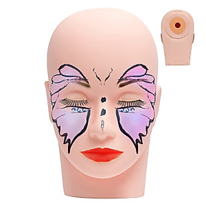 Buqikma Lash Mannequin Head Pro Training Mannequin Flat Head Mannequin Head for Eyelash Extensions Cosmetology Mannequin Head Makeup Mannequin Head Stand for Practice Makeup Massage Acupuncture