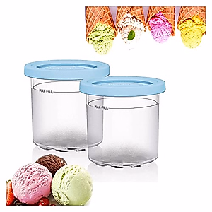 GHQYP Creami Deluxe Pints, for Ninja Creami Pints and Lids, Ice Cream Pints with Lids Bpa-Free,Dishwasher Safe Compatible NC301 NC300 NC299AMZ Series Ice Cream Maker,Blue-2PCS
