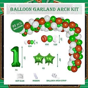 Fiesec First Year Down Football Birthday Party Decorations, Football Touchdown 1st Birthday Decorations Balloon Garland Backdrop Photo Highchair Banner Cake Topper Box Cutout Crown Poster 136 PCs