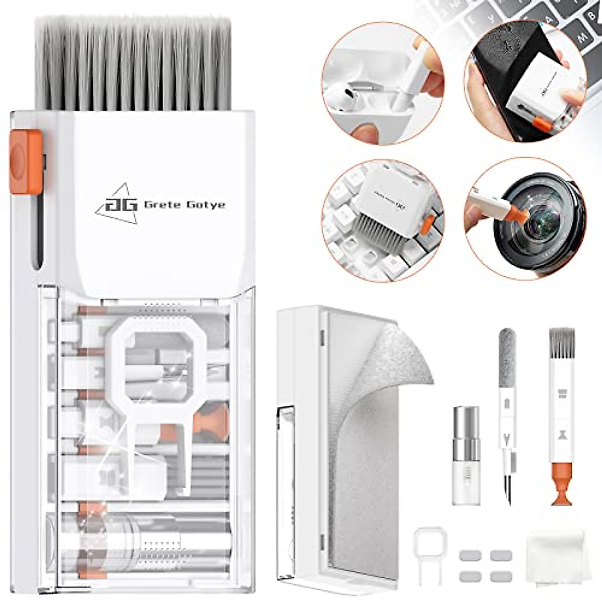 10-in-1 Keyboard Cleaner, Laptop Cleaning Kit Lens Pen for DSLR Cameras, 3 in 1 Earbud Cleaner Pen, Computer Cleaning Kit, Polish Cleaning Cloth Brush for Screen/Electronic/MacBook/Phone/iPad/PC/