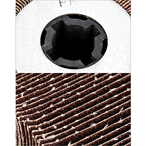 QWORK Flap Sanding Wheel, 2 Pack Wire Drawing Polishing Wheel, Aluminum Oxide Drum Burnishing Brush, 4.5" x 4" with 3/4"-4 Keyway (60 grit), Remove Rust/Weld Burr/Grinding