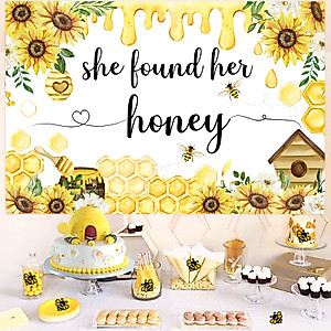 Wonmelody Bee Bridal Shower Decorations Backdrop She Found Her Honey Backdrop Banner Bride to Bee Bridal Shower Decorations Photo Background Meant to Bee Bachelorette Decors for Bee Themed Engagement