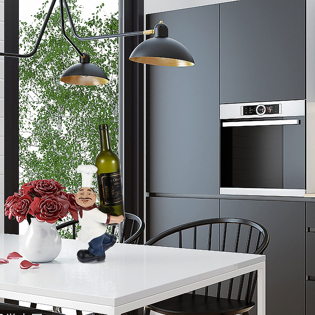 NUOBESTY 1pc Chef Wine Rack House Accessories for Home Single Bottle Wine Holder Dinning Table Decor Table Top Display Stand Home Decor Kitchen Household Resin Dining Table