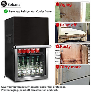 Sobana Beverage Refrigerator and Cooler Cover for most 3.2 Cu.ft Beer or Wine Mini Fridge,Waterproof Dust Proof Anti-UV Sides Zipper Can Be Opened(20" W x 20" D x 33" H,Black)
