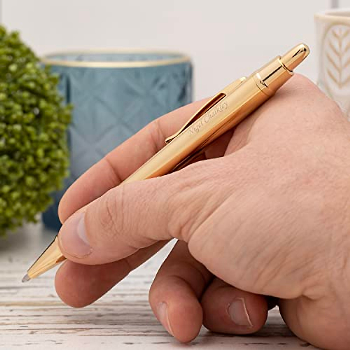 Dayspring Pens - Personalized Monroe 18 Karat Gold Plated Gift Click Pen and Case - Custom Engraved Fast with Your Name and Shipped in One Business Day.