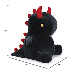 Ditucu Cute Dinosaur Plush 16 inch Large Dino Stuffed Animals Plushies Toys Super Soft Dolls Birthday Gifts for Kids Girls Boys Black