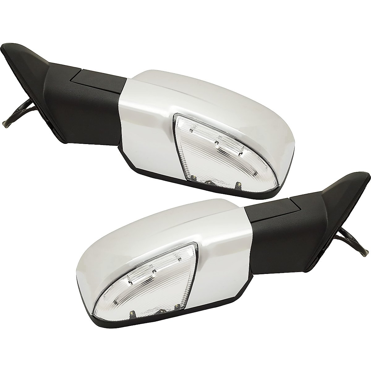 Kool Vue Driver & Passenger Side Power Heated Mirrors for Ram 1500 2500 2014-2018 Power Fold With Signal Light & Puddle Lamp Chrome