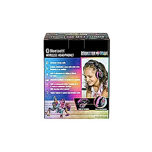 eKids Monster High Bluetooth Headphones for Kids, Wireless Headphones with Microphone Includes Aux Cord, Volume Reduced Kids Foldable Headphones for School, Home, or Travel
