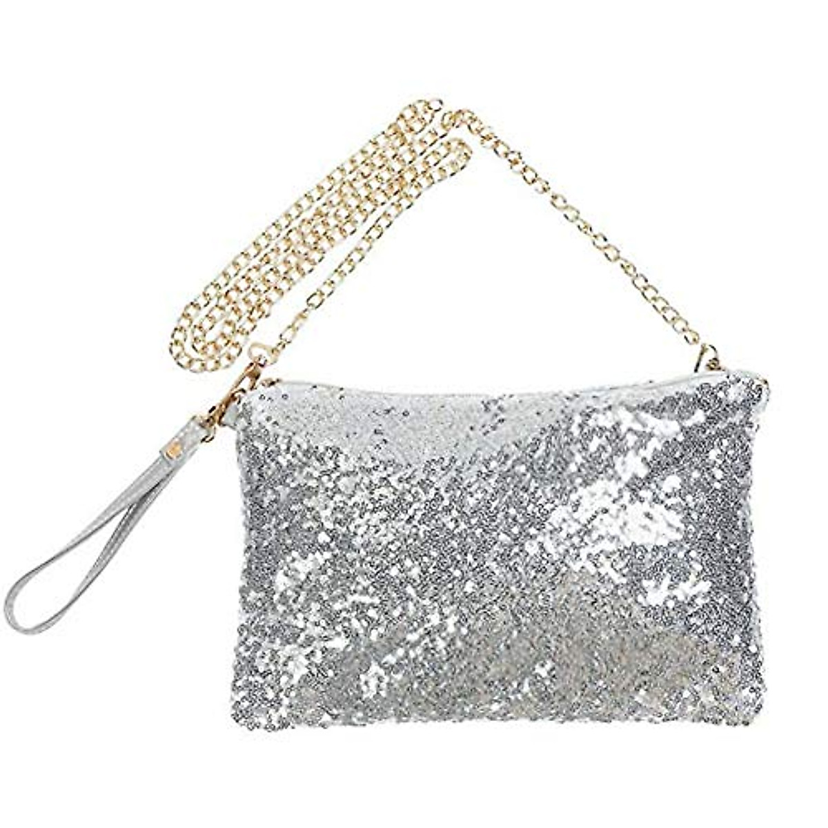JUMISEE Women Sparkly Sequins Crossbody Bag Clutch Purse Shiny Wristlet Evening Bag Handbag with Chain Strap