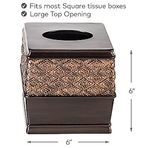 Creative Scents Dublin Brown Tissue Box Cover Square - Decorative Tissue Holder for Bathroom - Beautiful Brown Tissue Box Holder Vessel for Elegant Bathroom, Bedroom, Office Decor (Dublin Style)