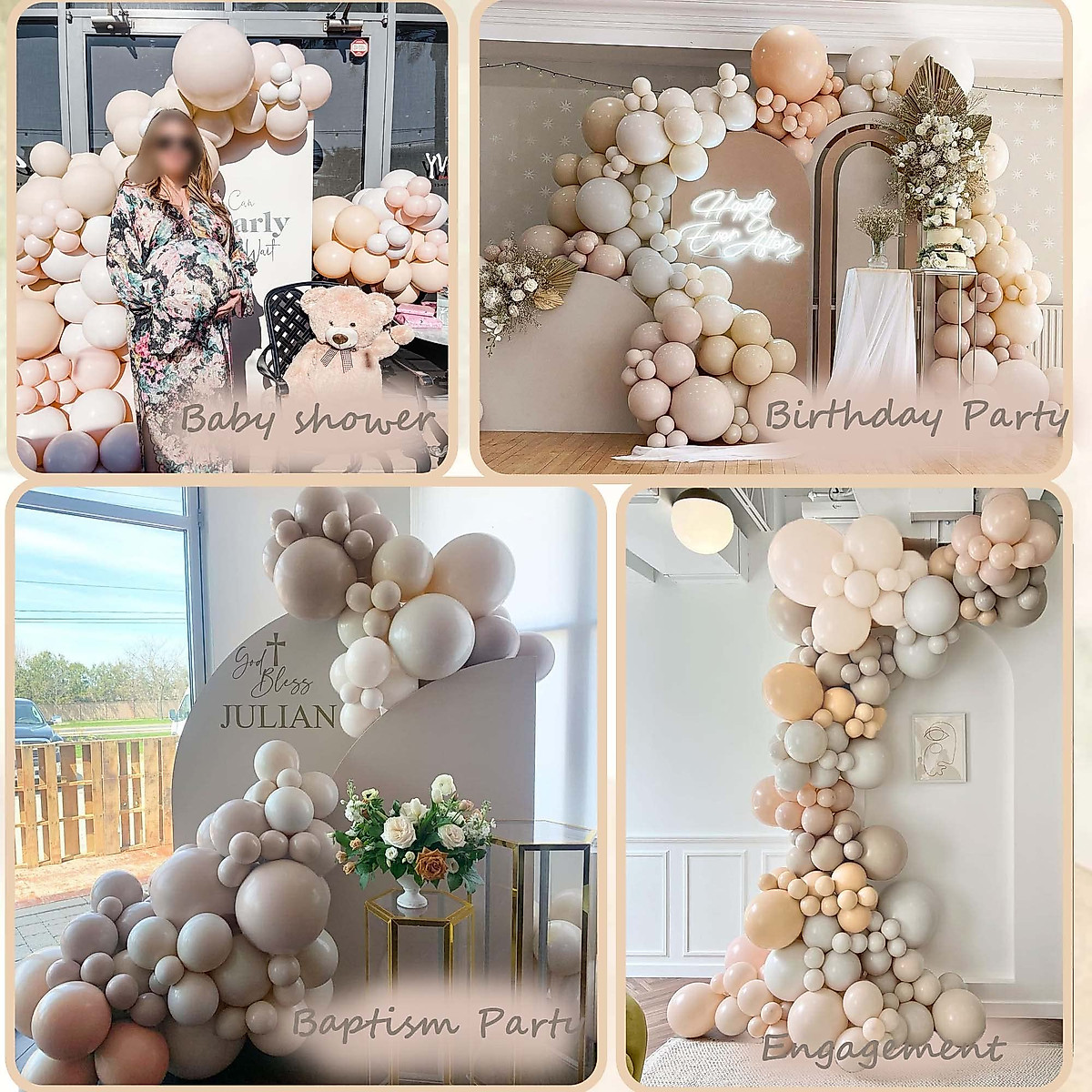 Nude Balloon Arch Kit, SCMDOTI Neutral Balloon Garland Arch with Matted Double Stuffed Balloons for Baby Shower, Gender Reveal Party, Boho Party, Birthday, Bridal Shower,Graduation,Mother's Day