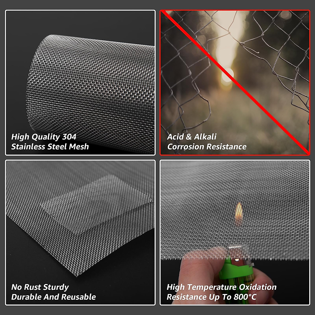 AMZDEPOT 6 Pack 12x8 Inch Stainless Steel Wire Mesh Screen for DIY Projects, Vent, Cage, Garden, Window, Filter - Never Rust