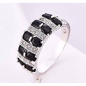Charming 925 Sterling Silver Oval Black Onyx Gemstone Ring Wedding Jewelry Gift (7)