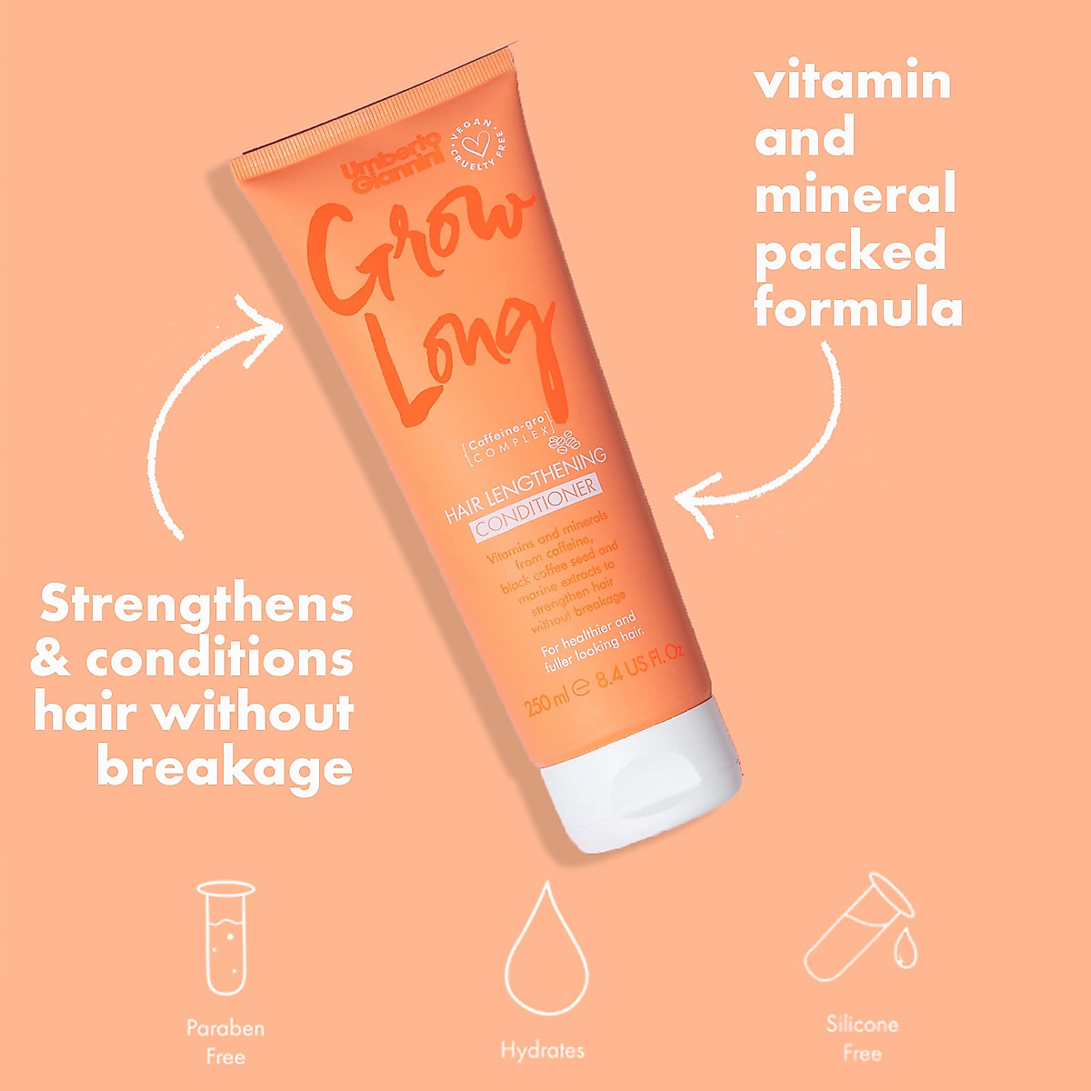 Umberto Giannini Grow Long Lengthening Conditioner Hydrate and Strengthen Vegan Cruelty Free