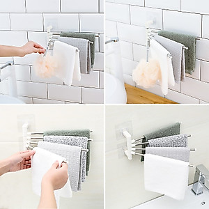 Kitchen Swivel Towel Bar Stainless Steel 4 Arm 180° Rotation Towel Rack Wall Mounted Rotating Towel Holder for Bathroom Kitchen