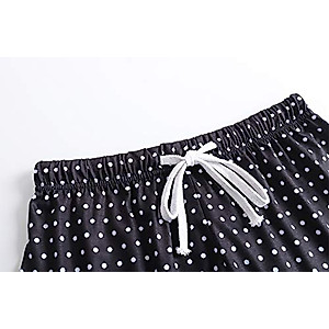 VENTELAN Pajamas for Women 2 Piece Cute Cat Sleepwear Pajama Sleep Set, Black, Large(USA Size:12-14)