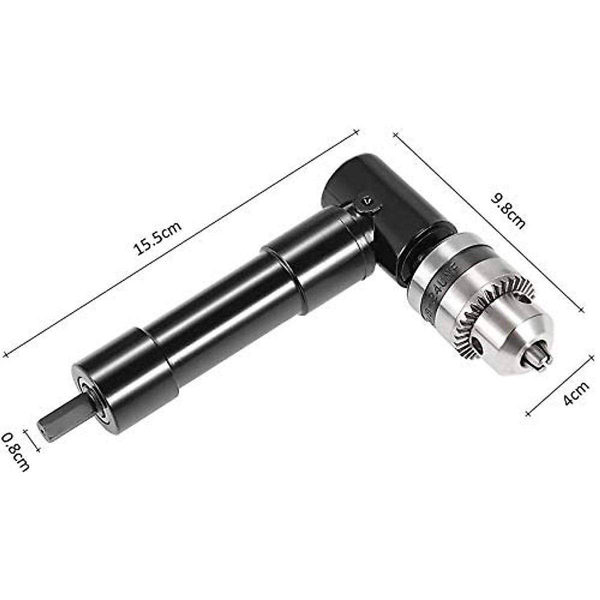 Right Angle Adapter Drill, Gearwoo 90 degree Cordless Right Angle Drill Attachment Adapter With 3/8" Keyed Chuck 8mm Hex Shank Power Tool Accessory