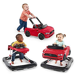 Bright Starts Ways to Play 4-in-1 Walker - Ford Mustang, Red, Ages 6 Months +, Red