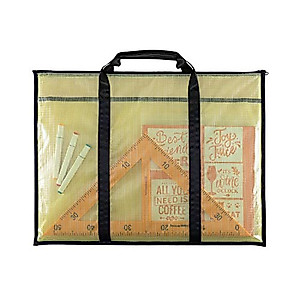 Art Mesh Vinyl Storage Bag with Handle and Zipper, Waterproof Art Supply Storage Transparent Bag for Large Posters, Poster Board, Painting, Teaching Material, Art Works,Posters Organization