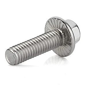 M6-1.0 x 20mm Flanged Hex Head Bolts Flange Hexagon Screws, Stainless Steel 18-8 (304), Plain Finish, 25 PCS