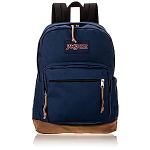 JanSport Right Pack Backpack - Travel, Work, or Laptop Bookbag with Leather Bottom, Navy